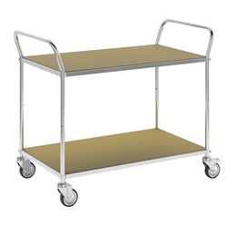 Kongamek ESD-Etagenwagen, 4 Lenkrollen, 2 Ladeflächen, LxBxH 1070 x 585 x 940 mm, 2 mit Stopp