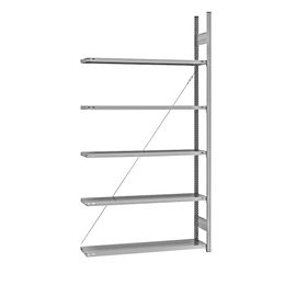 eurokraft pro Fachboden-Steckregal, verzinkt, einseitig, Regalhöhe 2350 mm, Fachbodenbreite 1215 mm, Anbauregal, Fachbodentiefe 350 mm