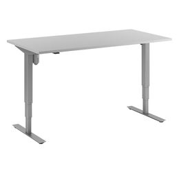 Schreibtisch Atlanta, elektrisch höhenverstellbar, gerade, BxT 1600 x 800 mm, lichtgrau/silber kaiserkraft