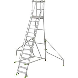 Mobile Alu-Podesttreppe, klappbar, mit gerieften Aluminiumstufen, 14 Stufen inkl. Plattform kaiserkraft