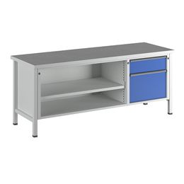 ANKE Werkbank, Gestellbauweise Serie V, 1 Schublade 180 mm, 1 Schublade 360 mm, Universalplatte, Vollauszug
