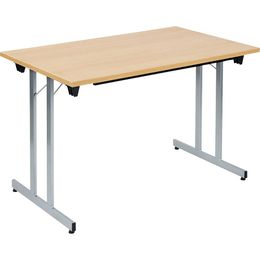 Klapptisch F25, BxT 1200 x 700 mm, Platte Buche-Dekor, Gestell alusilber kaiserkraft