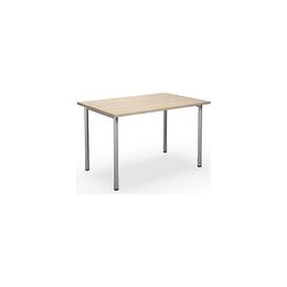 Mehrzwecktisch DUO-C, gerade Platte, HxT 700 - 800 x 800 mm, Breite 1200 mm, Eiche, silber kaiserkraft
