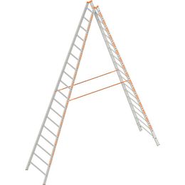 Layher Sprossen-Stehleiter, beidseitig begehbar, 2 x 18 Sprossen