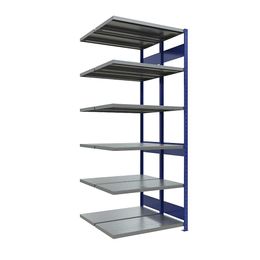 eurokraft pro Steckregal, doppelreihig, Fachboden-BxT 1300 x (2 x 500) mm, blau, Höhe 2500 mm, Anbauregal