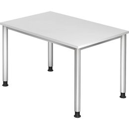Schreibtisch, HxT 685 - 810 x 800 mm, 4 Rundrohrbeine, Breite 1200 mm, alusilber / weiß kaiserkraft