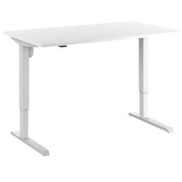eurokraft basic Schreibtisch Venla, elektrisch höhenverstellbar, gerade, BxT 1400 x 800 mm, weiß/weiß