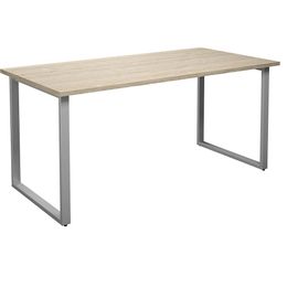 Mehrzwecktisch DUO-O, gerade Platte, Tiefe 800 mm, Breite 1600 mm, Eiche / silber kaiserkraft