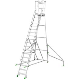 Mobile Alu-Podesttreppe, klappbar, mit gerieften Aluminiumstufen, 18 Stufen inkl. Plattform kaiserkraft