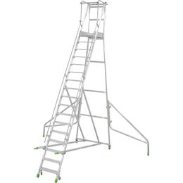 Mobile Alu-Podesttreppe, klappbar, mit gerieften Aluminiumstufen, 17 Stufen inkl. Plattform kaiserkraft