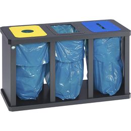 Var Wertstoffsammelstation Tetris, 3 x 58 l mit Klemmring, antik-silber