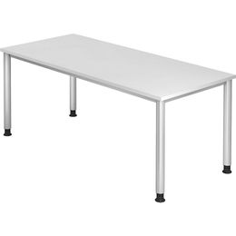 Schreibtisch, HxT 685 - 810 x 800 mm, 4 Rundrohrbeine, Breite 1800 mm, alusilber / weiß kaiserkraft
