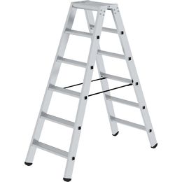 eurokraft pro Stufen-Stehleiter, beidseitig, Standard-Ausführung, 2 x 6 Stufen