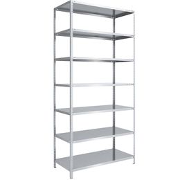 eurokraft pro Schwerlast-Schraubregal, verzinkt, Regalhöhe 3000 mm, Grundregal, Breite x Tiefe 1300 x 800 mm