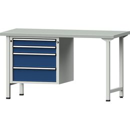 ANKE Werkbank, Gestellbauweise Serie V, 2 Schubladen 90 mm, 2 Schubladen 180 mm, Stahlblechbelagplatte