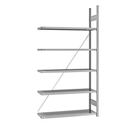 eurokraft pro Fachboden-Steckregal, verzinkt, einseitig, Regalhöhe 2350 mm, Fachbodenbreite 1215 mm, Anbauregal, Fachbodentiefe 450 mm