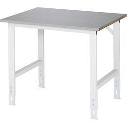 Rau Arbeitstisch, höhenverstellbar, Gestell 60 x 30 mm, Edelstahlplatte, BxT 1000 x 800 mm