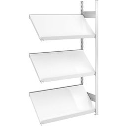 hofe Schrägboden-Regal, Regalhöhe 2000 mm, Bodenbreite 1000 mm, Anbauregal, lichtgrau RAL 7035