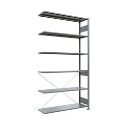 eurokraft pro Steckregal, einreihig, Fachboden-BxT 1300 x 400 mm, verzinkt, Höhe 2500 mm, Anbauregal