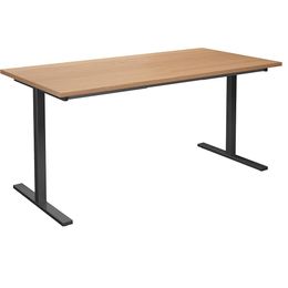 Mehrzwecktisch DUO-T, gerade Platte, HxT 740 x 800 mm, Breite 1600 mm, Buche, schwarz kaiserkraft
