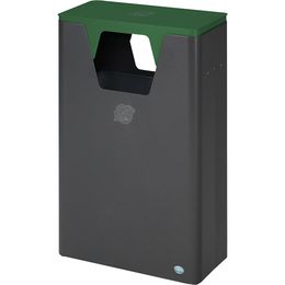Var Wertstoffsammler im Außenbereich, Volumen 60 l, HxBxT 890 x 300 x 550 mm, eisenglimmer/grün