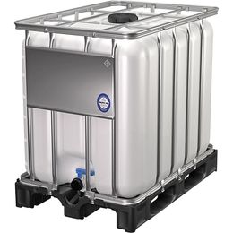 IBC-Container, Schiebehahnventil, Volumen 600 l, natur, auf Kunststoffpalette kaiserkraft