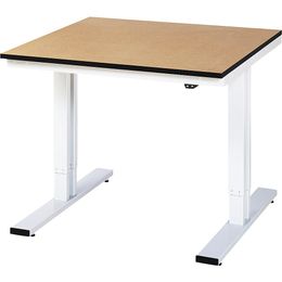 Rau Arbeitstisch, elektrisch höhenverstellbar - Tragkraft 300 kg, Höhe 720 - 1120 mm, MDF-Platte, BxT 1000 x 1000 mm