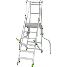 Mobile Alu-Podesttreppe, klappbar, mit gerieften Aluminiumstufen, 6 Stufen inkl. Plattform kaiserkraft