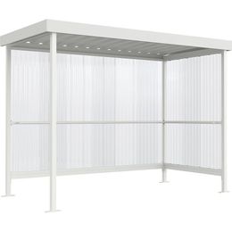 WSM Überdachung Jena Maxi, einseitig offen, BxT 2960 x 1580 mm, grauweiß