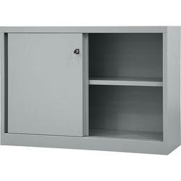 Bisley Schiebetürenschrank ECO, 1 Fachboden, 2 Ordnerhöhen, lichtgrau