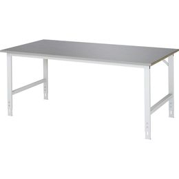 Rau Arbeitstisch, höhenverstellbar, Gestell 60 x 30 mm, Edelstahlplatte, BxT 2000 x 1000 mm