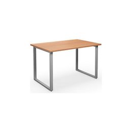 Mehrzwecktisch DUO-O, gerade Platte, Tiefe 800 mm, Breite 1200 mm, Buche / silber kaiserkraft