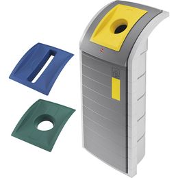 Hailo Wertstoffbehälter ProfiLine WSB Design XXXL, Volumen 120 l, inkl. 3 Deckeleinsätze, grau