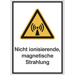 Kombischilder mit Text für Warnkennzeichen, Nicht ionisierende, magnetische Strahlung, VE 10 Stk, Folie, LxH 210 x 297 mm kaiserkraft