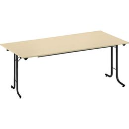 Klapptisch, mit abgerundeten Kanten, Rundrohr-Gestell, Plattenform rechteckig, 1600 x 700 mm, Gestell schwarz, Platte Ahorn-Dekor kaiserkraft