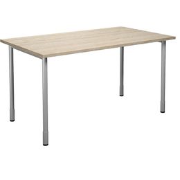 Mehrzwecktisch DUO-C, gerade Platte, HxT 700 - 800 x 800 mm, Breite 1400 mm, Eiche, silber kaiserkraft