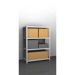 eurokraft pro Schwerlast-Schraubregal, lichtgrau RAL 7035, Regalhöhe 1500 mm, Grundregal, Breite x Tiefe 1300 x 600 mm
