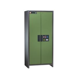 ASECOS Feuerbeständiger Industrie-Gefahrstoffschrank Typ 90, HxBxT 1955 x 900 x 615 mm, 2-türig, resedagrün