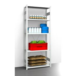 eurokraft pro Hygiene-Steckregal, Regalhöhe 2350 mm, 5 Fachböden, BxT 1025 x 485 mm, Grundregal