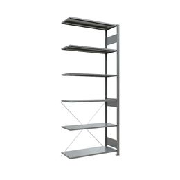 eurokraft pro Steckregal, einreihig, Fachboden-BxT 1000 x 400 mm, verzinkt, Höhe 2500 mm, Anbauregal