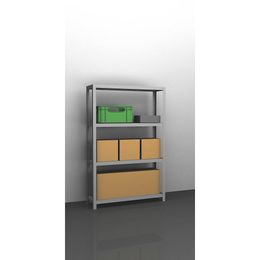 eurokraft pro Lager-Schraubregal, verzinkt, mittelschwer, Regalhöhe 1500 mm, Bodenbreite 1000 mm, Tiefe 300 mm, Grundregal