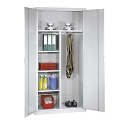 eurokraft pro Putzmittelschrank, 1 Hutablage, 3 Fachböden, 1 Kleiderstange, lichtgrau