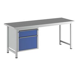 ANKE Werkbank, Gestellbauweise Serie V, 2 Schubladen, Universalplatte, Breite 2000 mm