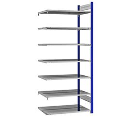hofe Ordner-Steckregal, doppelseitig, Höhe 2350 mm, BxT 1000 x 600 mm, Anbauregal, blau / verzinkt