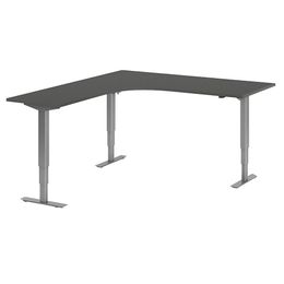 Schreibtisch Atlanta, elektrisch höhenverstellbar, L-Form, BxT 1800 x 2000 mm, dunkelgrau/silber, links kaiserkraft