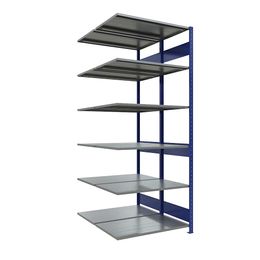 eurokraft pro Steckregal, doppelreihig, Fachboden-BxT 1000 x (2 x 600) mm, blau, Höhe 2500 mm, Anbauregal