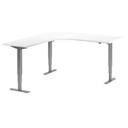 Schreibtisch Atlanta, elektrisch höhenverstellbar, L-Form, BxT 1800 x 2000 mm, weiß/silber, links kaiserkraft