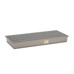 CEMO GFK-Boden-Auffangwanne, 3 x 200-l-Fässer, mit Zulassung, mit GFK-Gitterrost