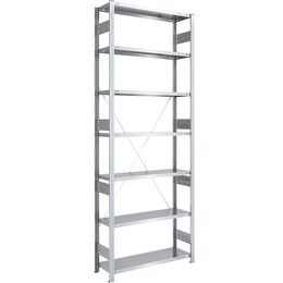 eurokraft pro Schwerlast-Steckregal, verzinkt, Regalhöhe 3000 mm, Grundregal, BxT 1000 x 400 mm