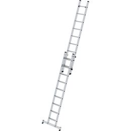 MUNK Stufen-Schiebeleiter, 2-teilig, mit nivello®-Traverse, 18 Stufen